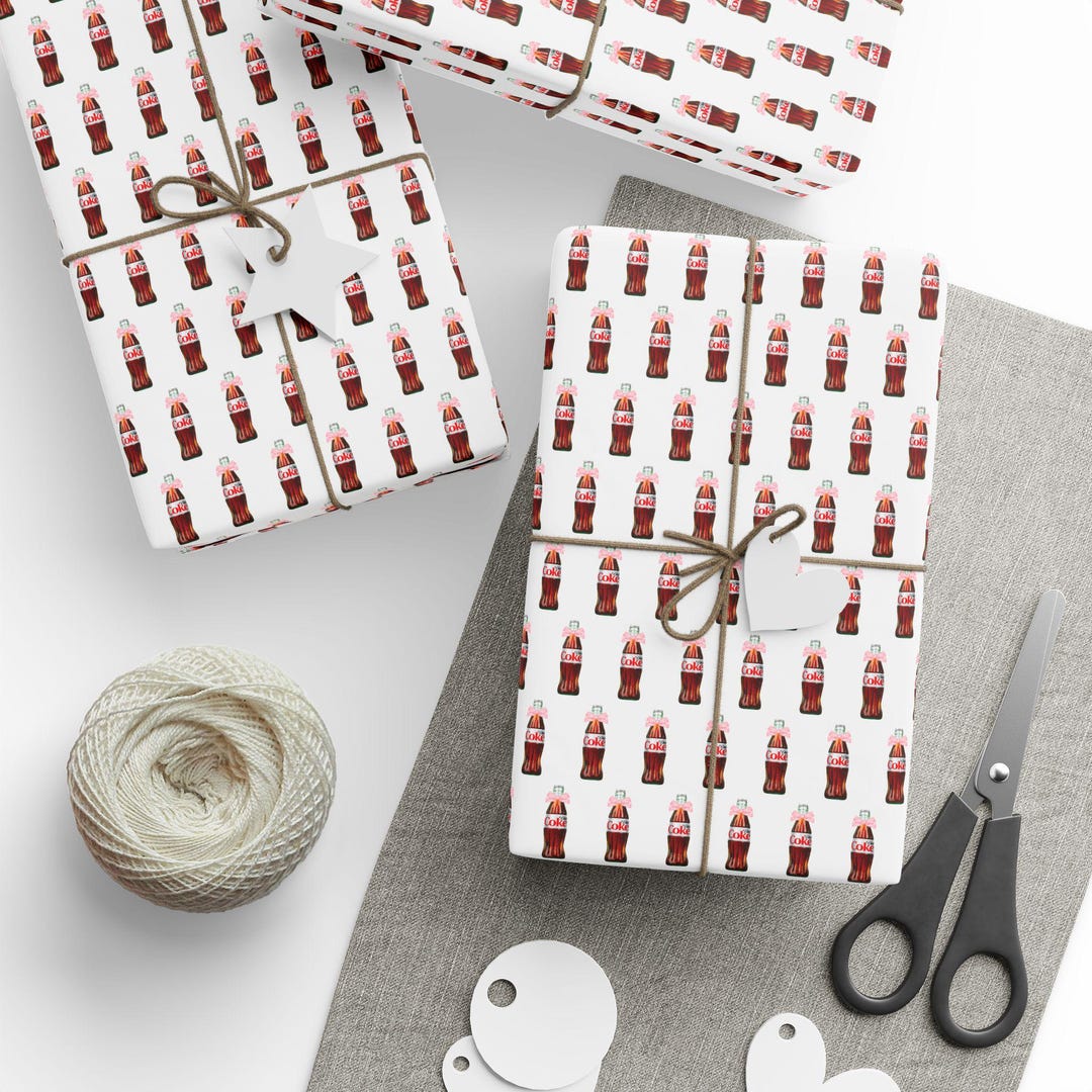 Diet Coke-inspired Gift Wrap Paper With Bow Design | Fun Beverage Theme ...