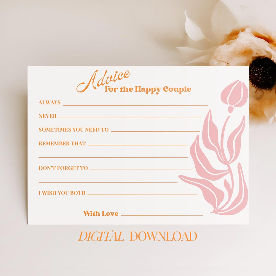 Printable Bridal Advice Cards Pink Floral Advice for the Bride Template ...