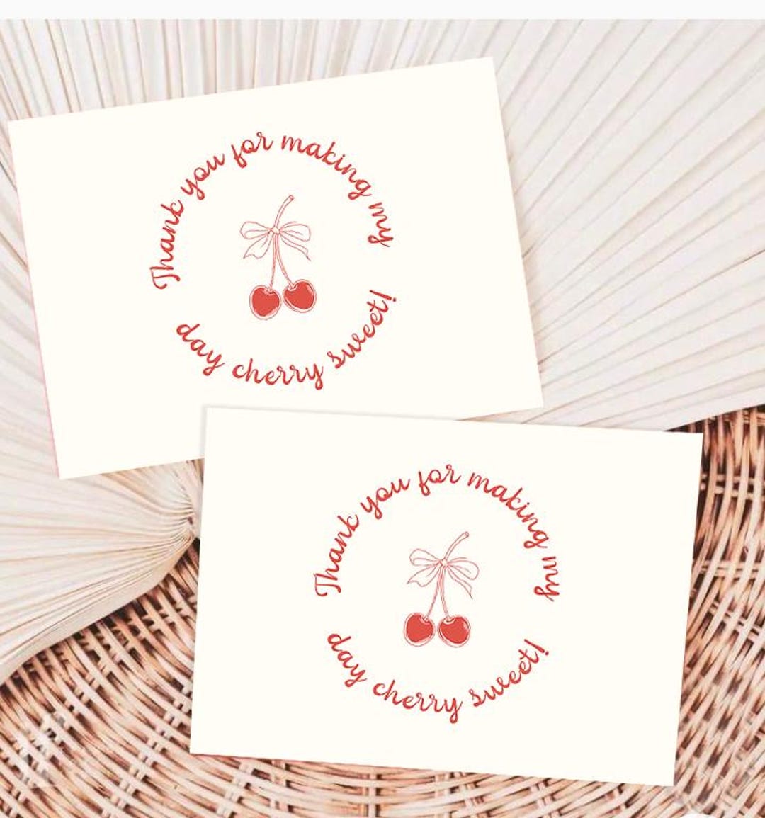 Cute Cherry Thank You Card Printable Birthday Thank You Cards Bridal ...