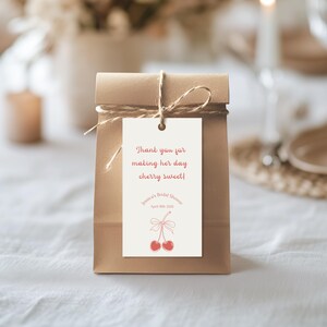 Cherry Favor Tags Printable Gift Tag Bridal Shower Thank You Tags Baby ...