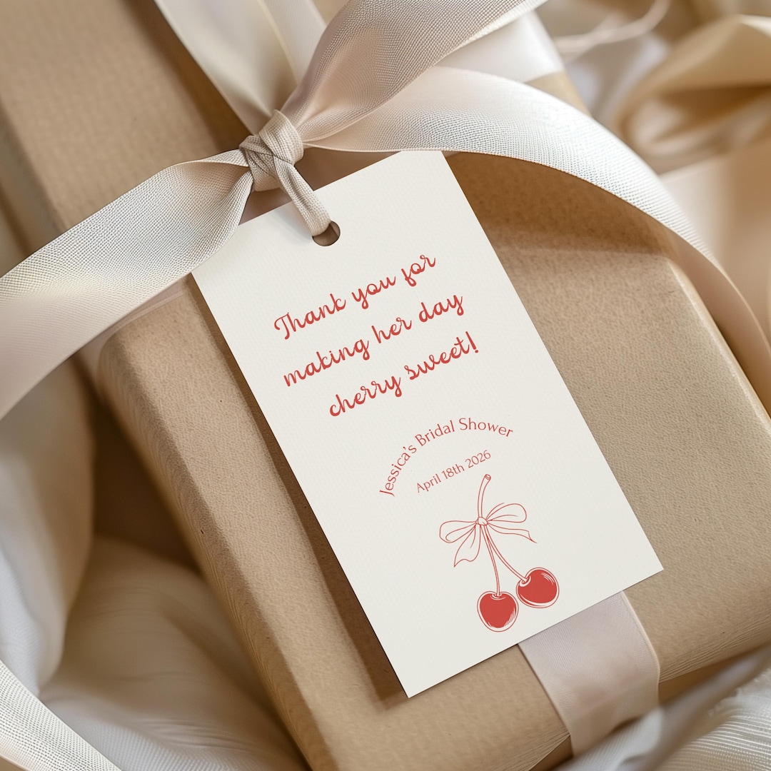 Cherry Favor Tags Printable Gift Tag Bridal Shower Thank You Tags Baby ...