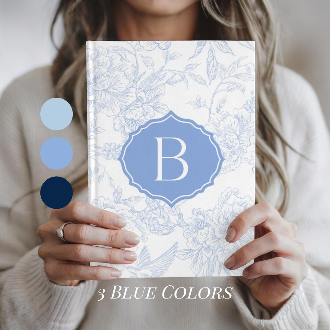 Blue Toile Journal Book Personalized Wedding Notebook Gift Bride ...