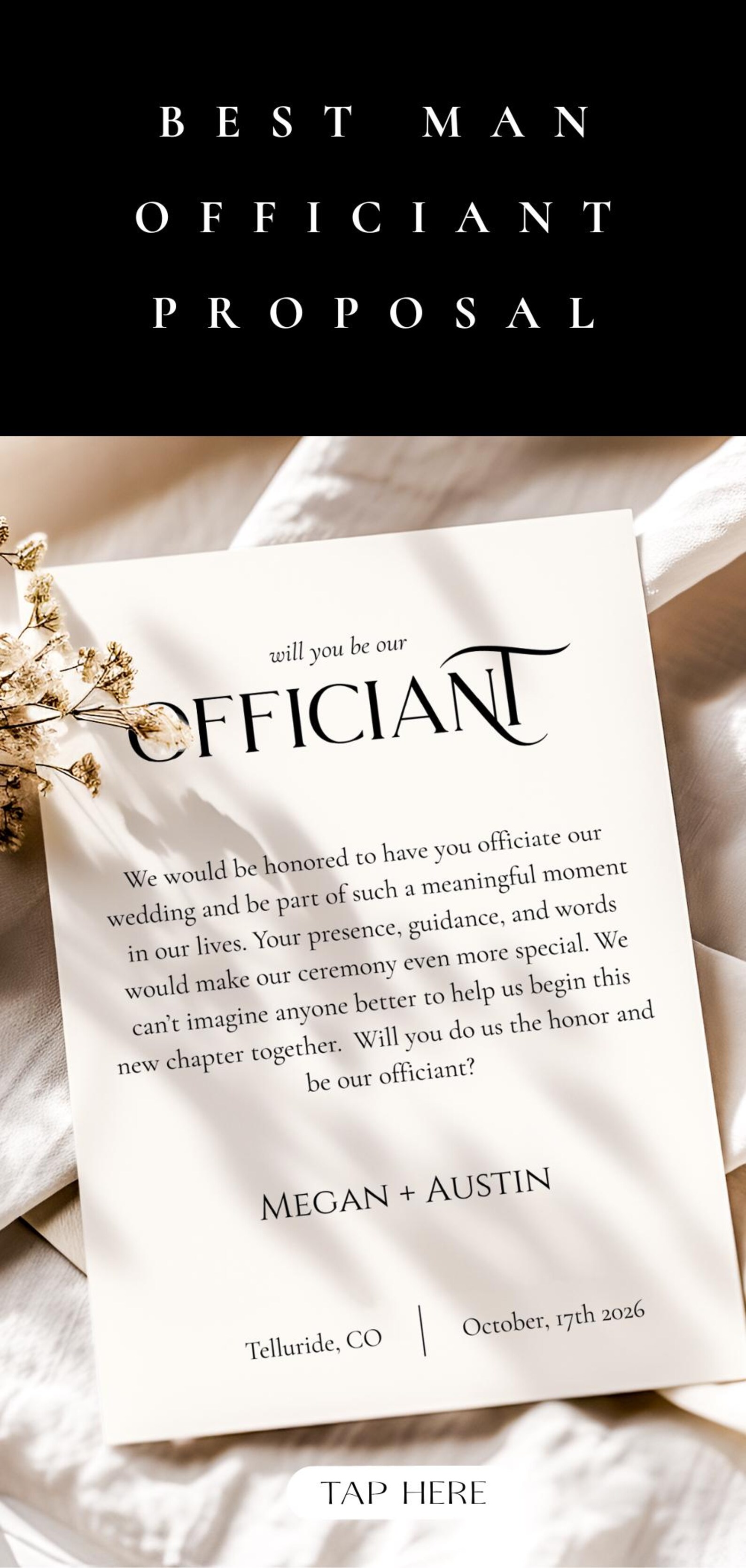 Wedding Officiant Proposal Card Will You Marry Me Customize Best Man ...