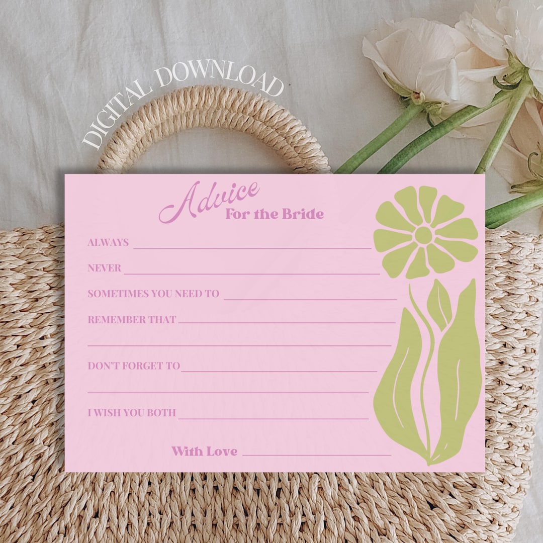 Purple Advice Cards Wedding Printable Bridal Shower Activities Digital ...