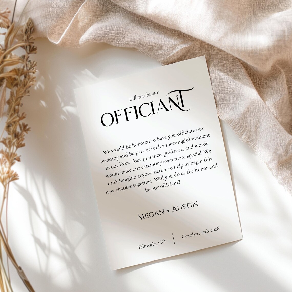Wedding Officiant Proposal Card Will You Marry Me Customize Best Man ...
