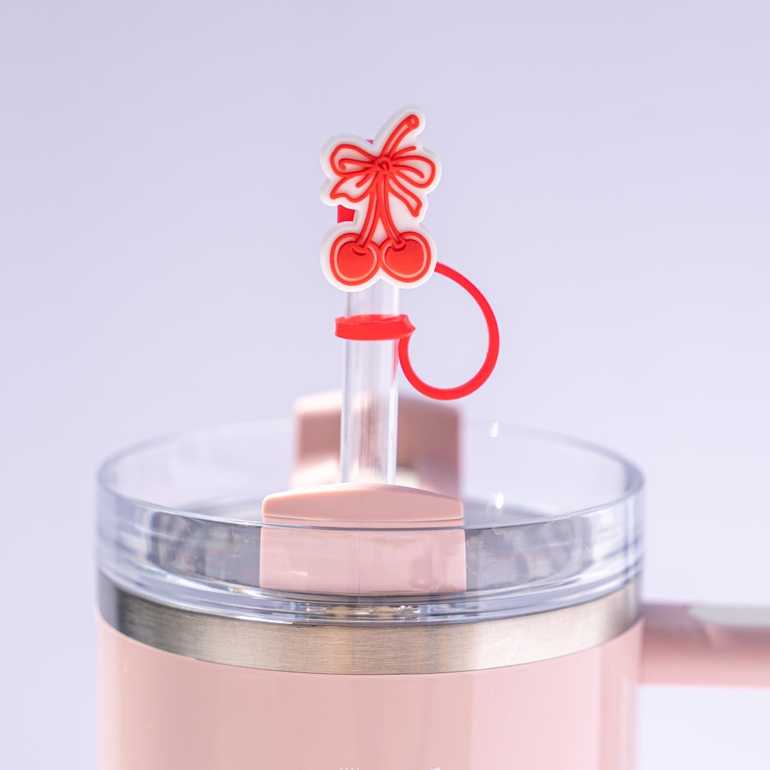 Cute Straw Cover for Tumbler Cherry Silicone Straw Topper 10mm Party ...