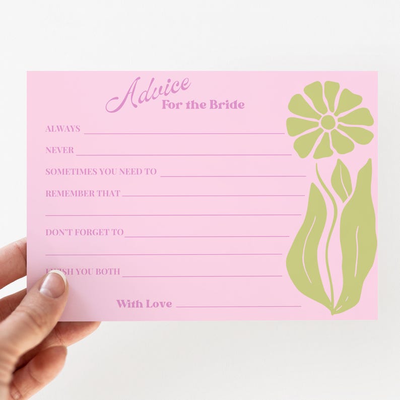 Purple Advice Cards Wedding Printable Bridal Shower Activities Digital ...