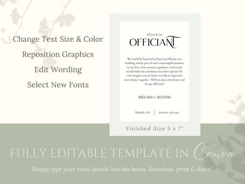 Wedding Officiant Proposal Card Will You Marry Me Customize Best Man ...