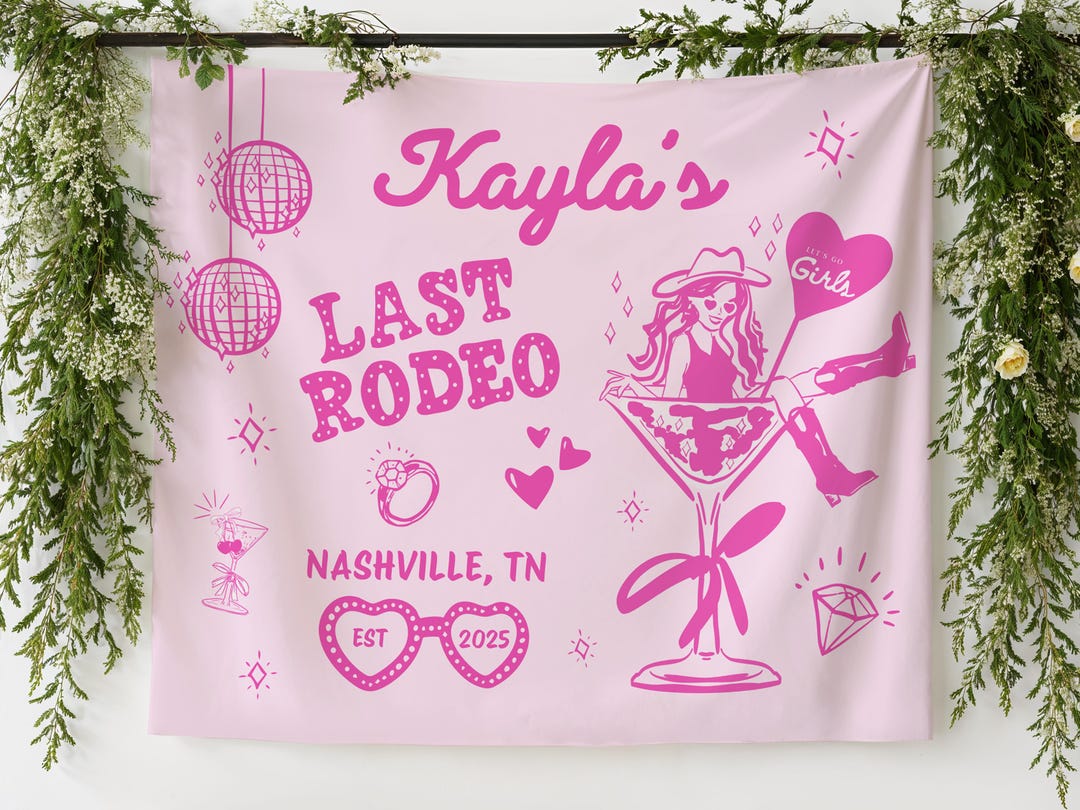 Disco Cowgirl Bachelorette Banner Decor Last Rodeo Nashville ...
