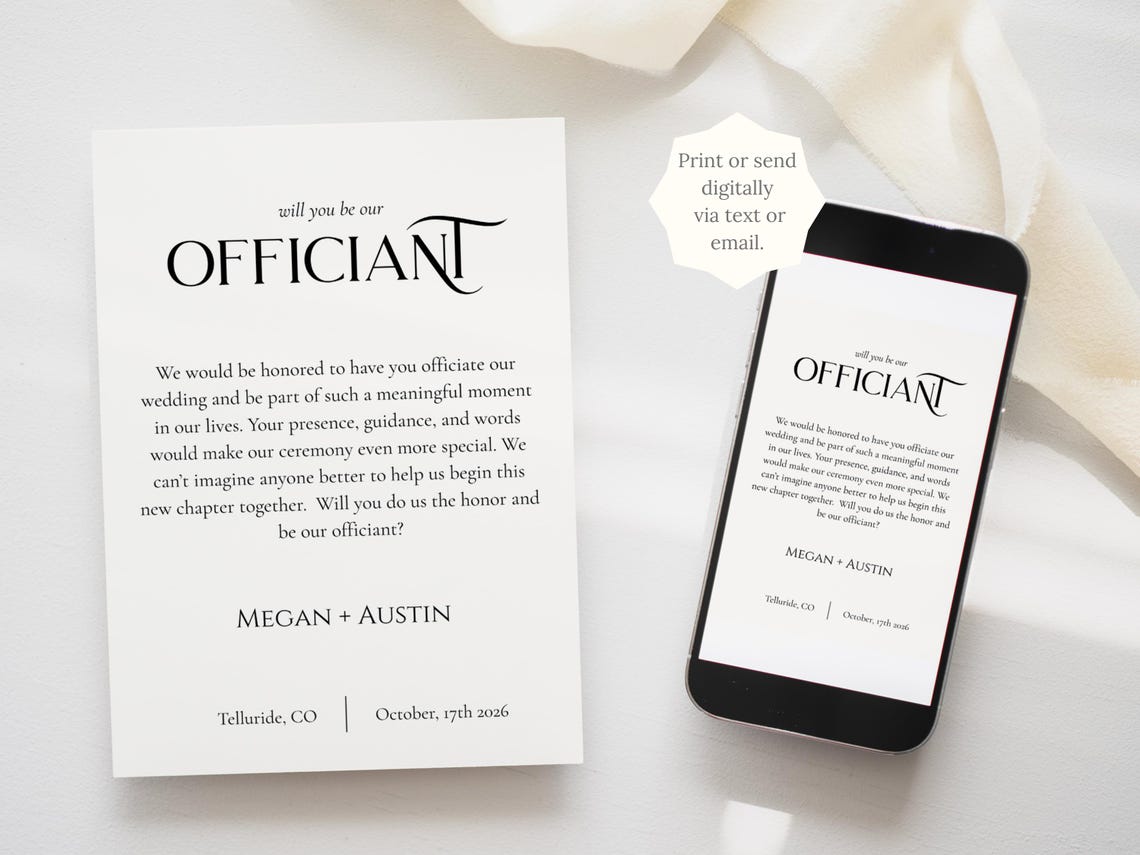 Wedding Officiant Proposal Card Will You Marry Me Customize Best Man ...