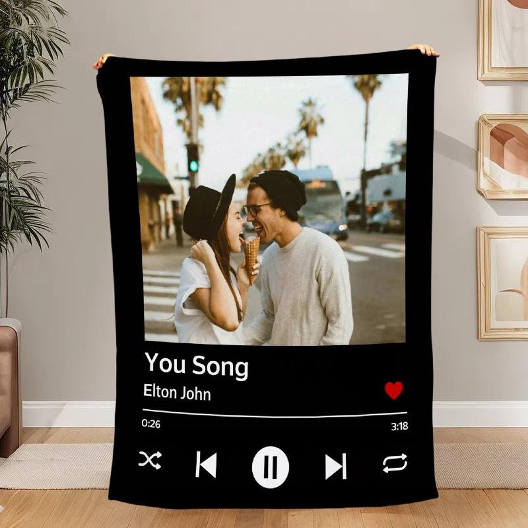 Personalized Music Blanket, Custom Photo Blanket With Music Player ...