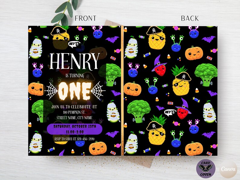 Hey Bear Halloween Birthday Invite, Hey Bear Halloween, Halloween ...