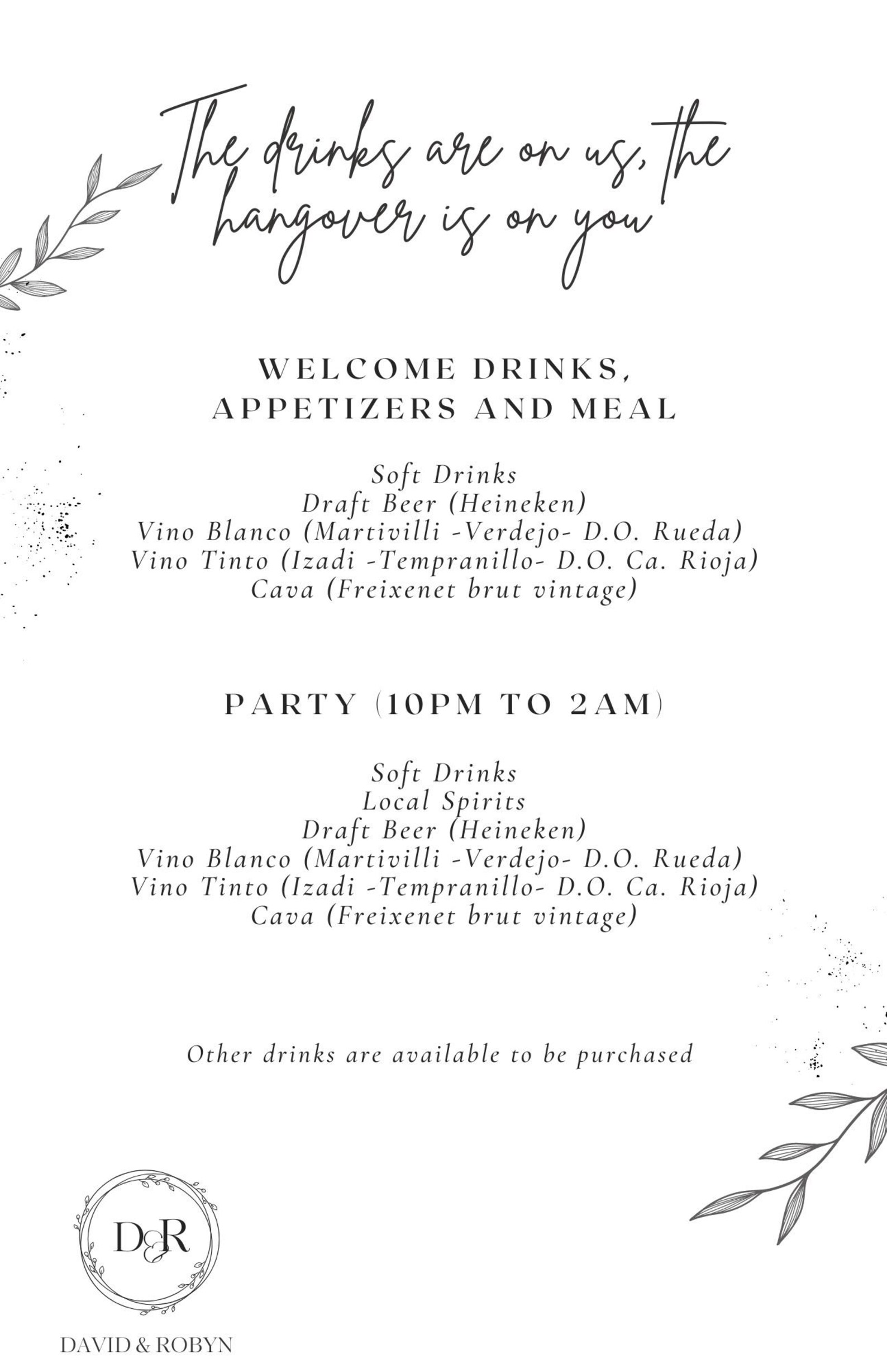 Wedding Canva Menu Template - Adults Menu, Kids Menu and Drink Menu. - Etsy