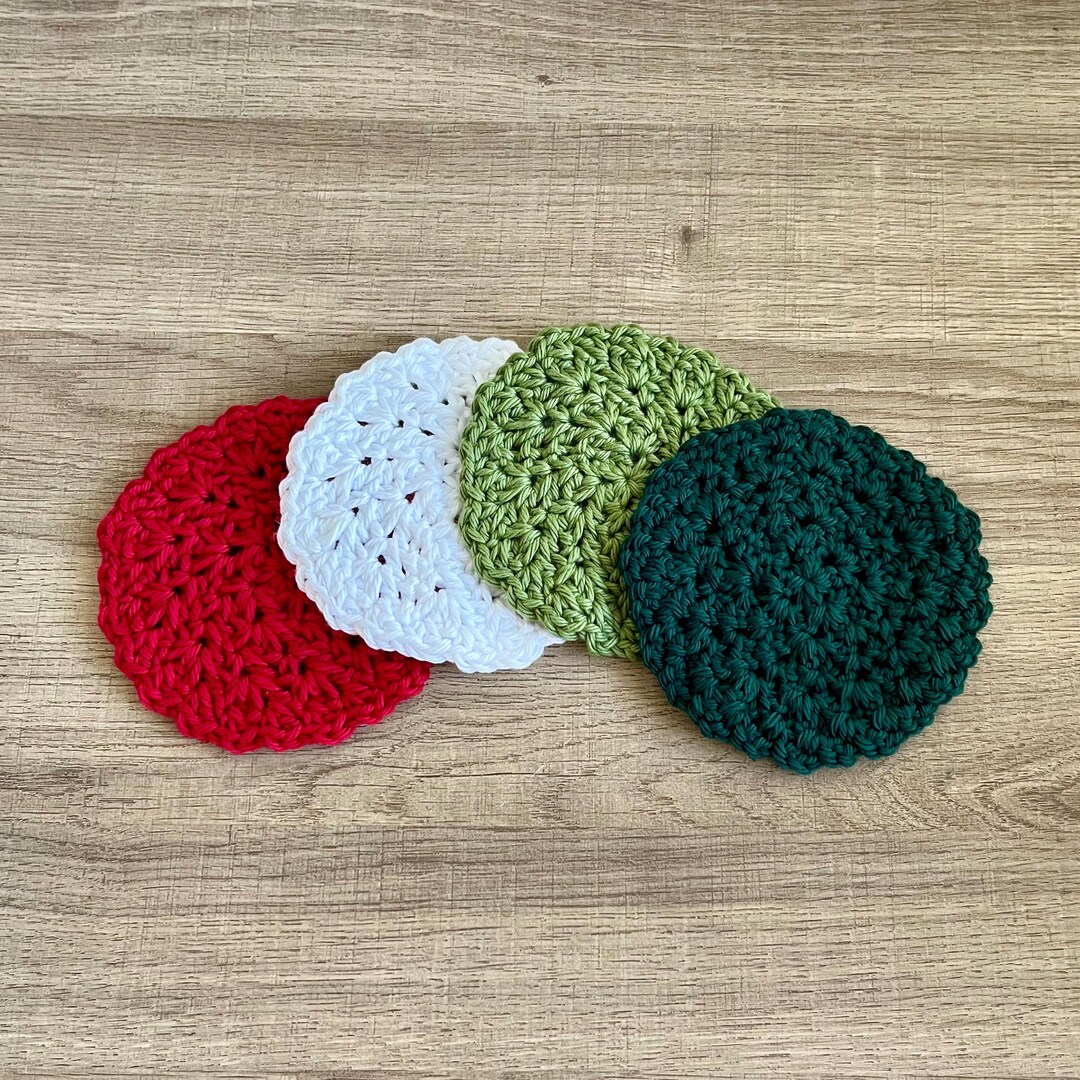 Festive Christmas Crochet Coasters Set of 4 Holiday Home Decor ...