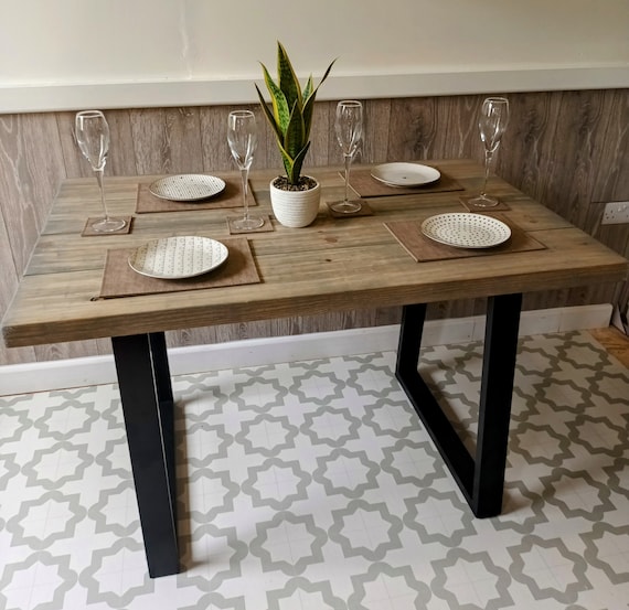 Handmade Solid Wooden Dining Table Farmhouse Kitchen Table Contemporary Minimalist Design for Urban Living Spaces Cottage Dining Table Etsy UK