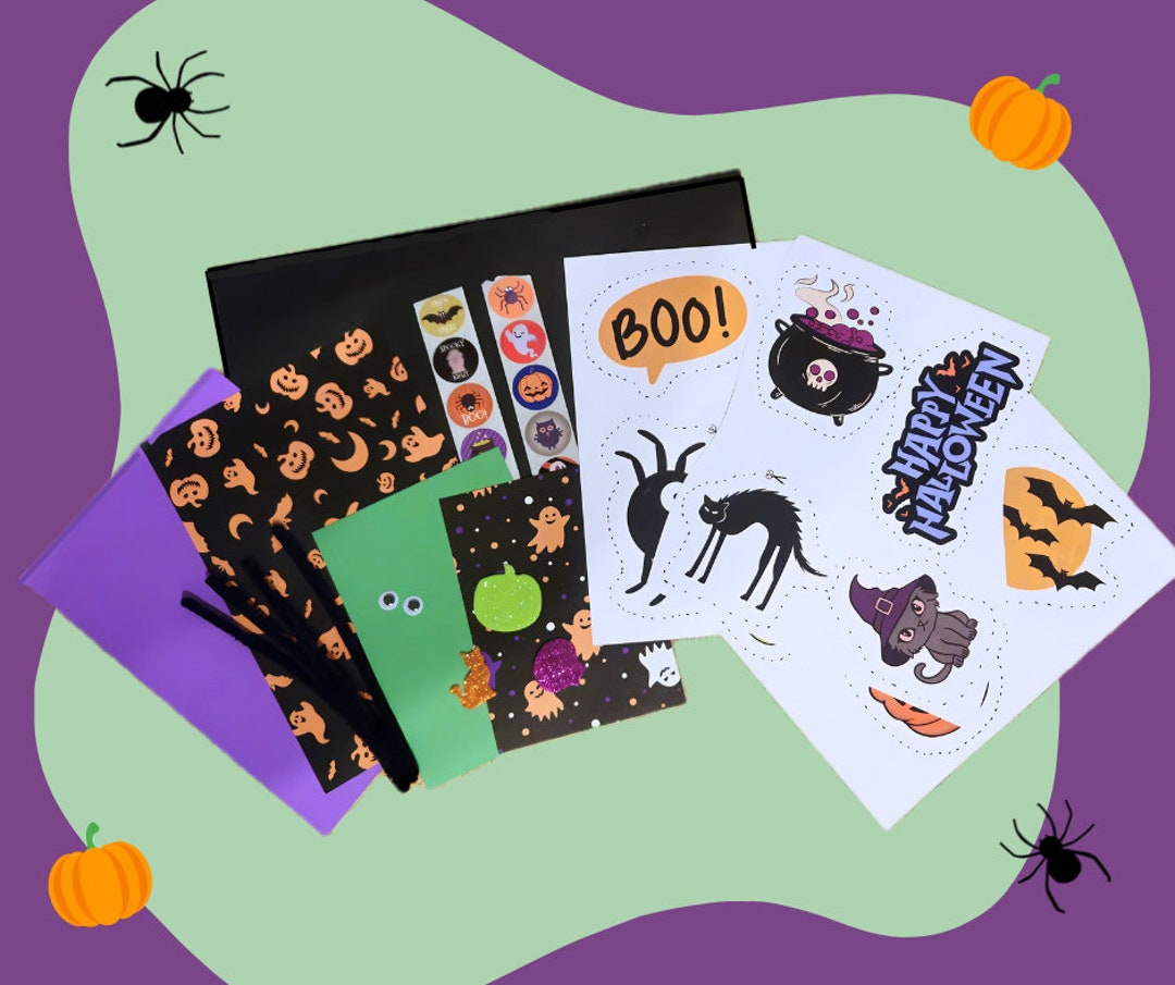 Halloween Paper Craft Pack, Spooky Collage Kit, Scrapbook Halloween ...