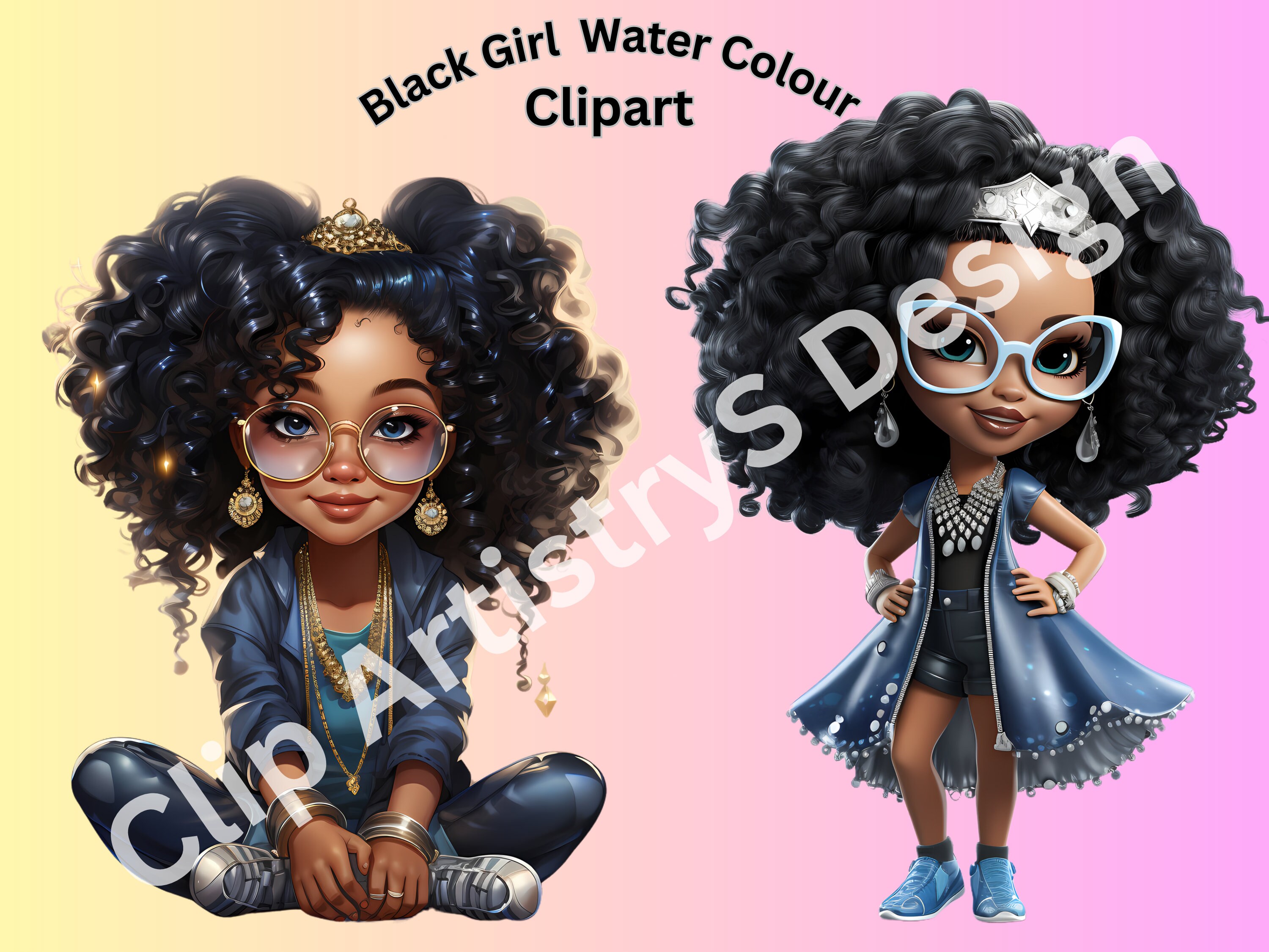 31 Black Girl Clipart Bundle Chibi Girl Clipart Afro Girl Clipart ...