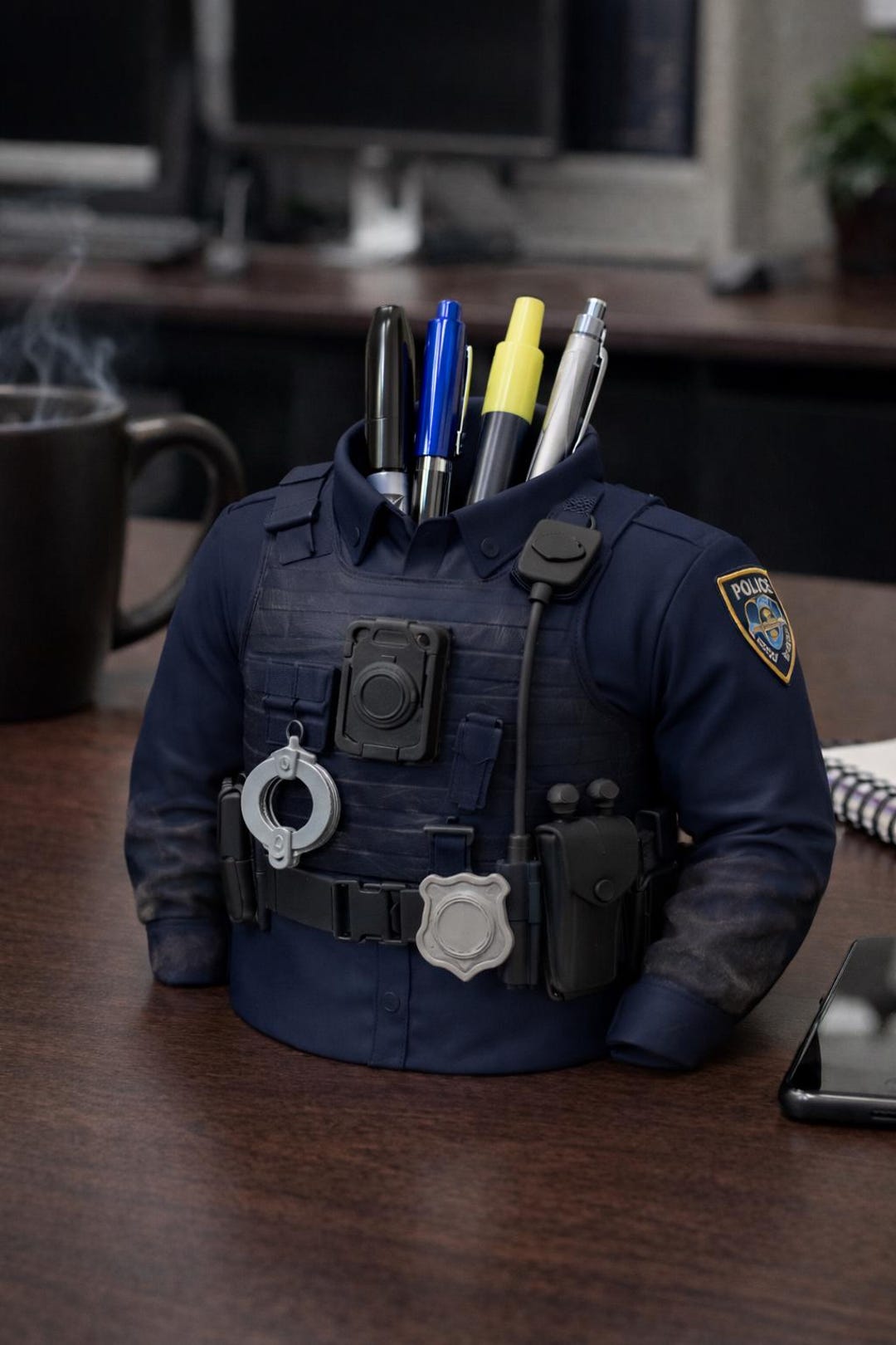 Police Uniform Pen Holder STL File – Tactical Desk Organizer 3D Print ...