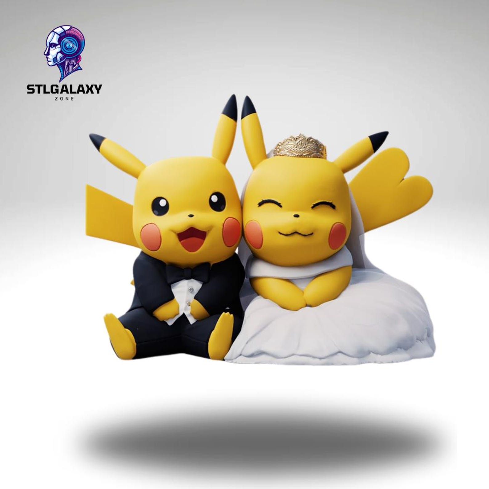 Pikachu Wedding STL File – 3D Printable Cute Pikachu Bride & Groom ...