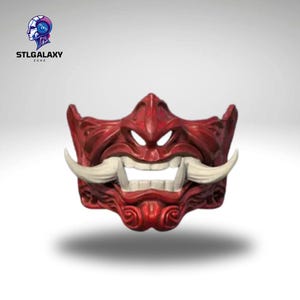 Mempo Akuma Oni Mask STL File Samurai Demon Mask 3D Printable Cosplay ...
