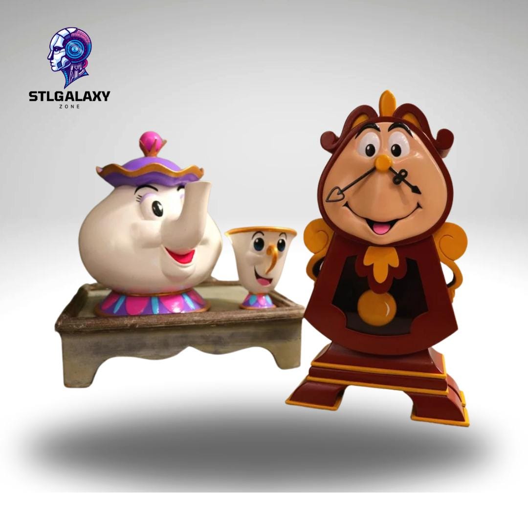 Beauty and the Beast STL Bundle – Cogsworth, Mrs. Potts & Chip 3D ...