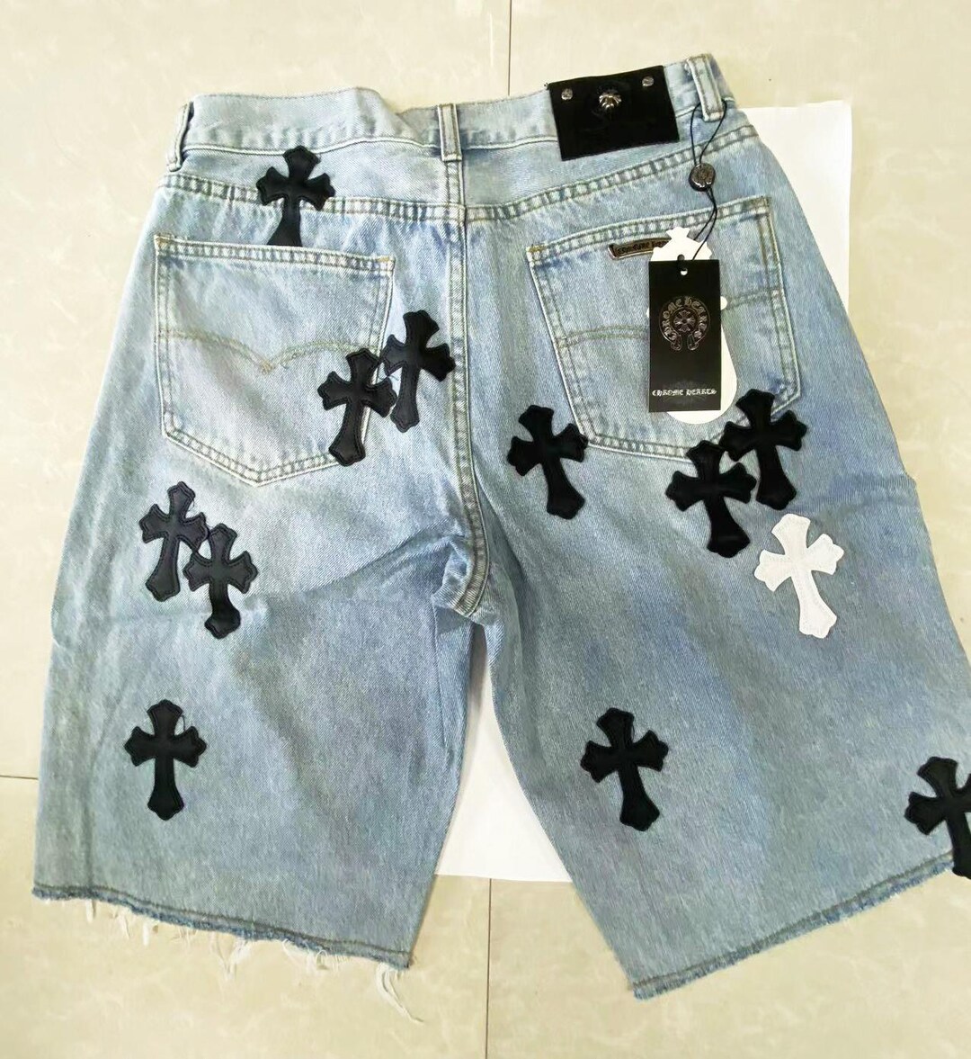 24ss Gothic Style CH Shorts Trousers, Gothic Cross Shorts,y2k Cross ...