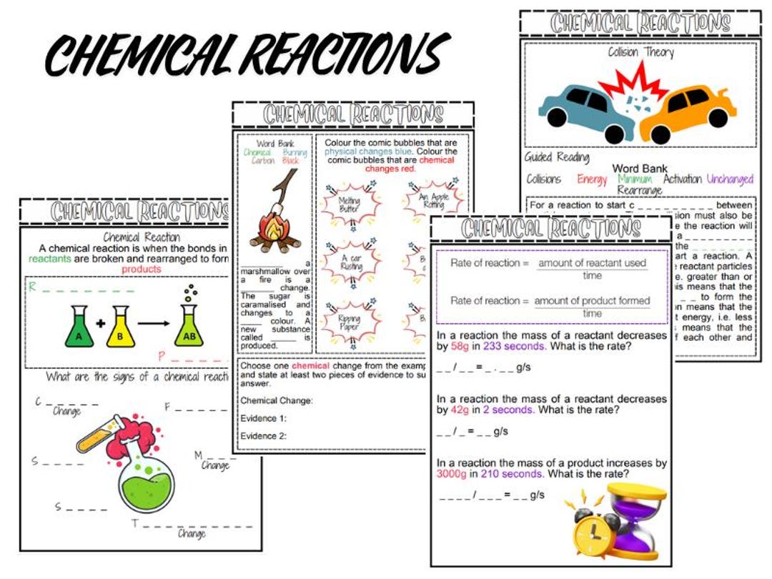 Chemical Reactions KS3 Worksheet- LA - Etsy