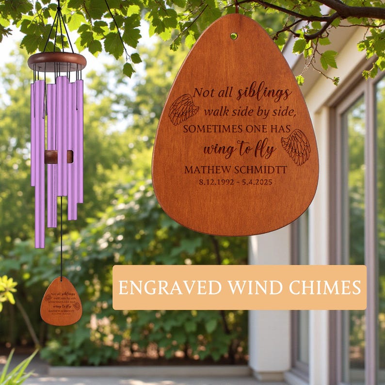 Custom Memorial Wind Chime for Loss of Siblings - Sister Brother ...