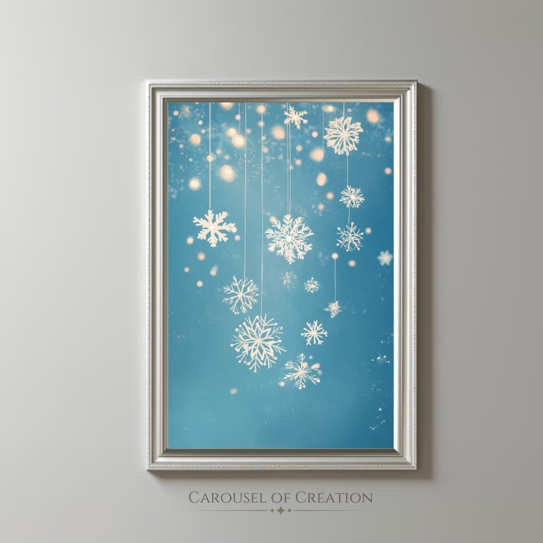 Snowflakes Wall Art Christmas Digital Print Cute Cartoon Snowflakes ...