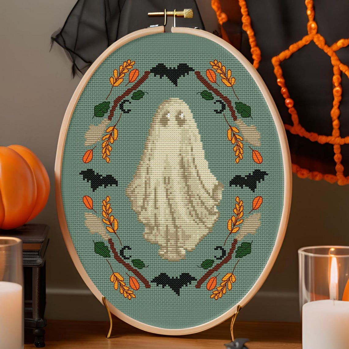 Mystic Cross Stitch Pattern - Autumn Enchanted Ghost | Digital PDF ...