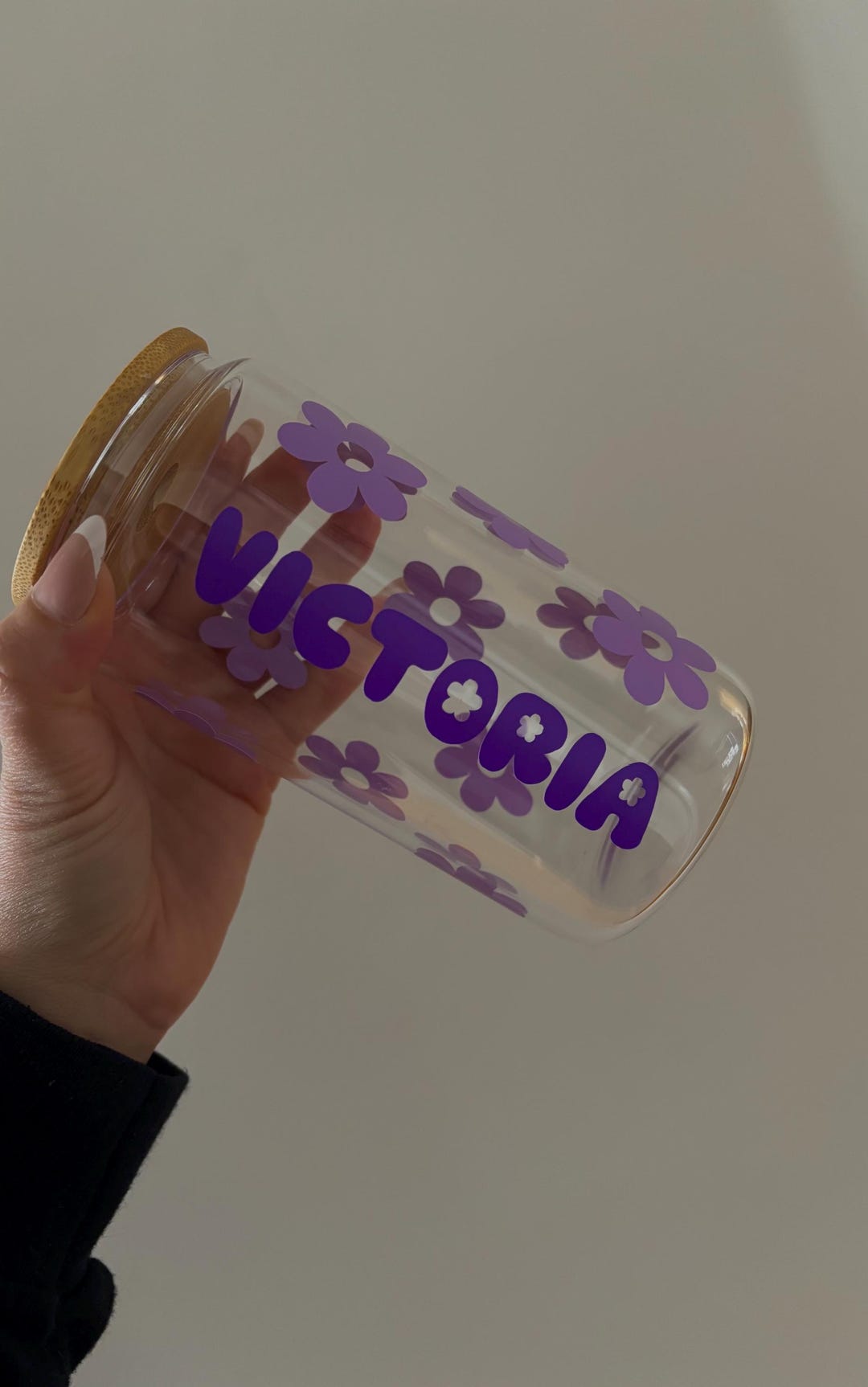 CUSTOM Name Cups With Lid and Straw, Glass Cups, Personalized Glass ...