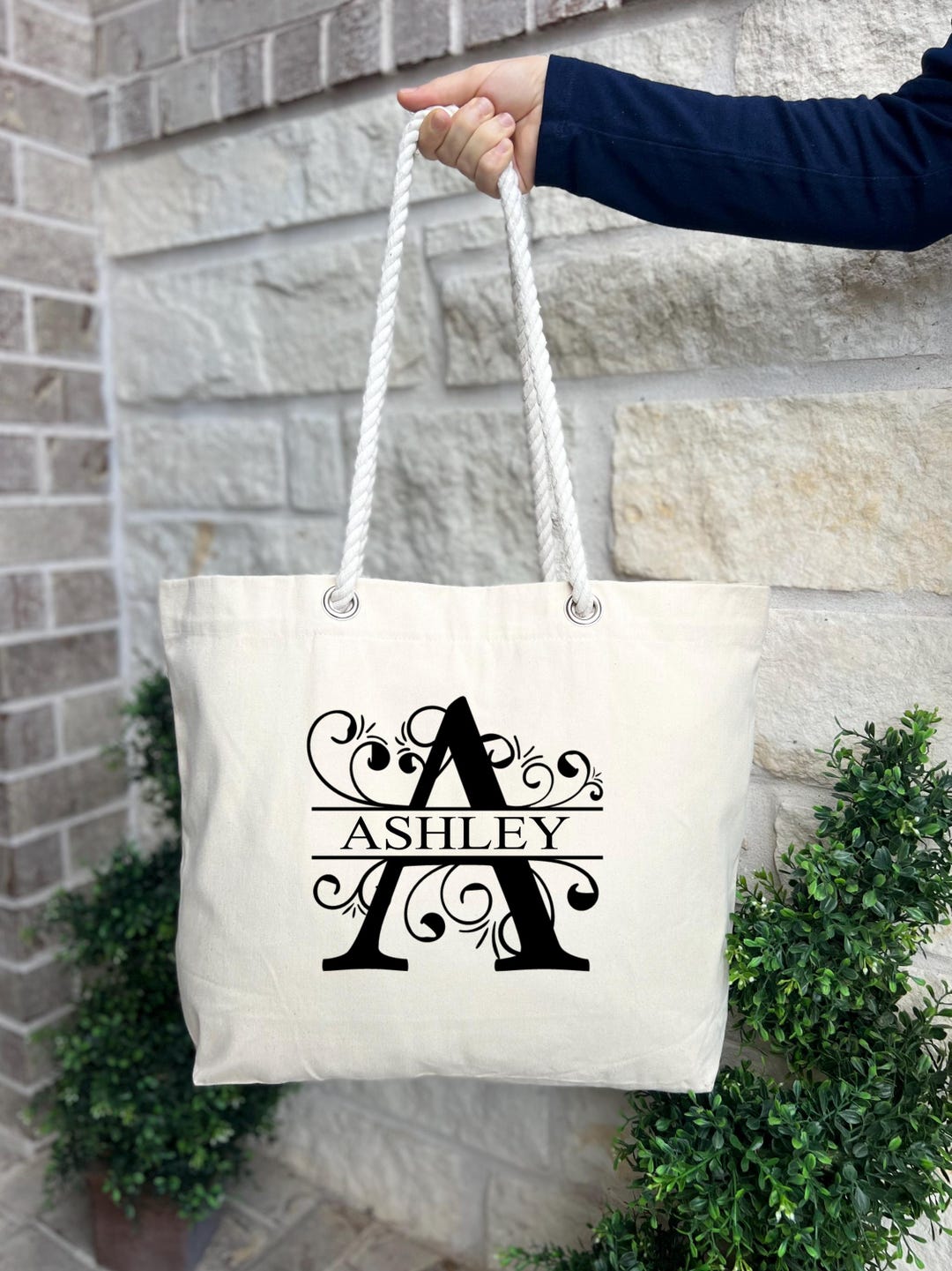 Personalized Name Tote Bag, Custom Initial Bag, Initial Tote Bag ...