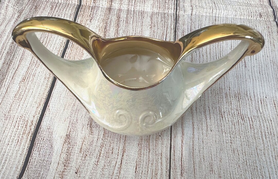Vintage Pearl China Porcelain White Iridescent Lusterware Open Sugar ...