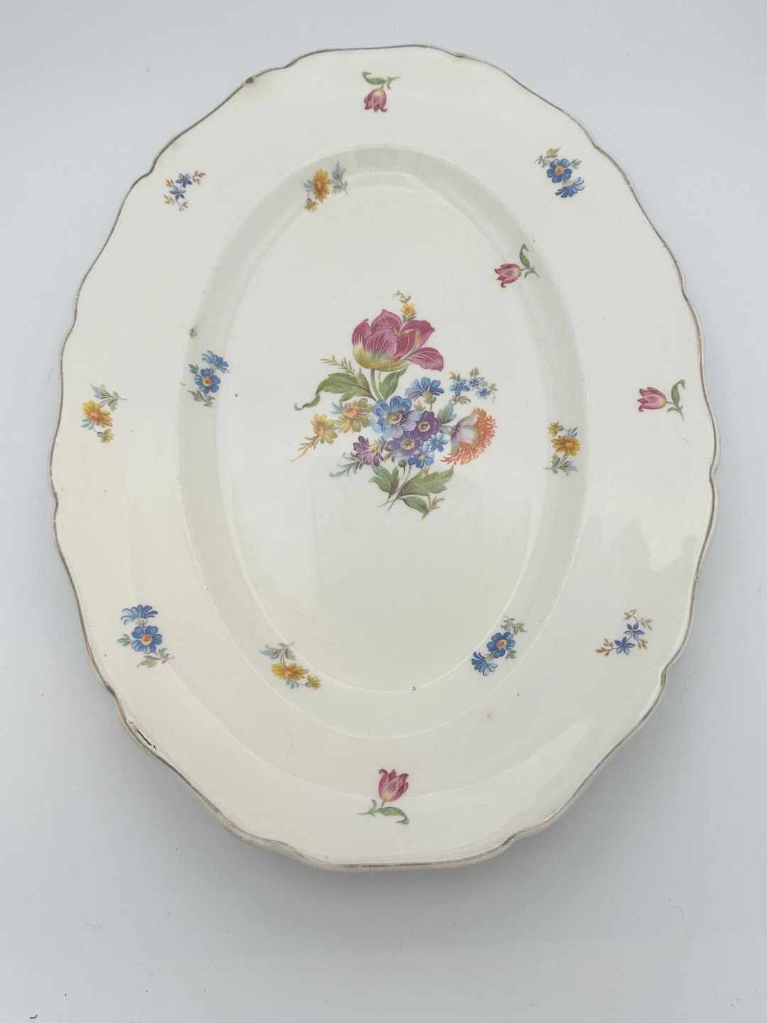 Keystone Canonsburg Pottery Co. Vintage Floral Oval Serving Platter, 13 ...