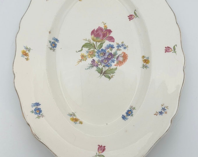 Keystone Canonsburg Pottery Co. Vintage Floral Oval Serving Platter, 13 ...