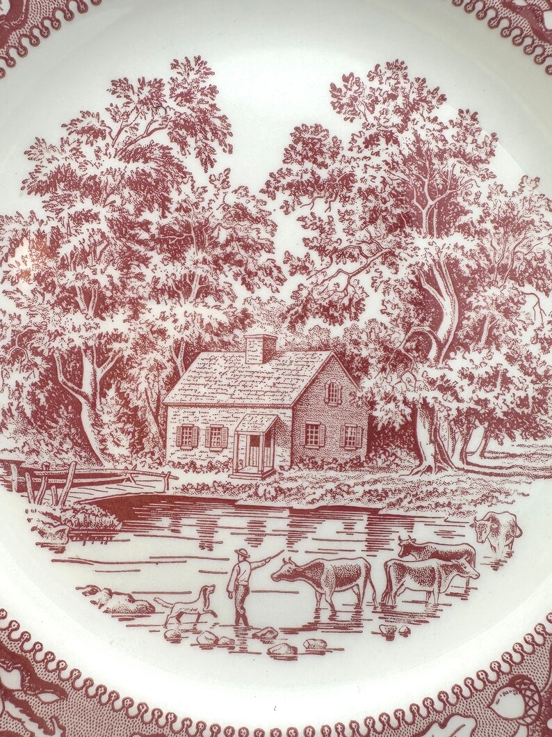 Royal China Inc Memory Lane Pink Pattern Dinner Plate 10”, Acorn & Leaf ...