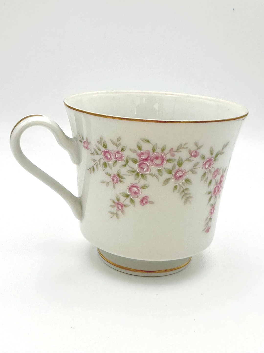 Premiere April Rose Pattern Footed Cup, Teacup 3 1/4”, MCM, Pink Roses ...