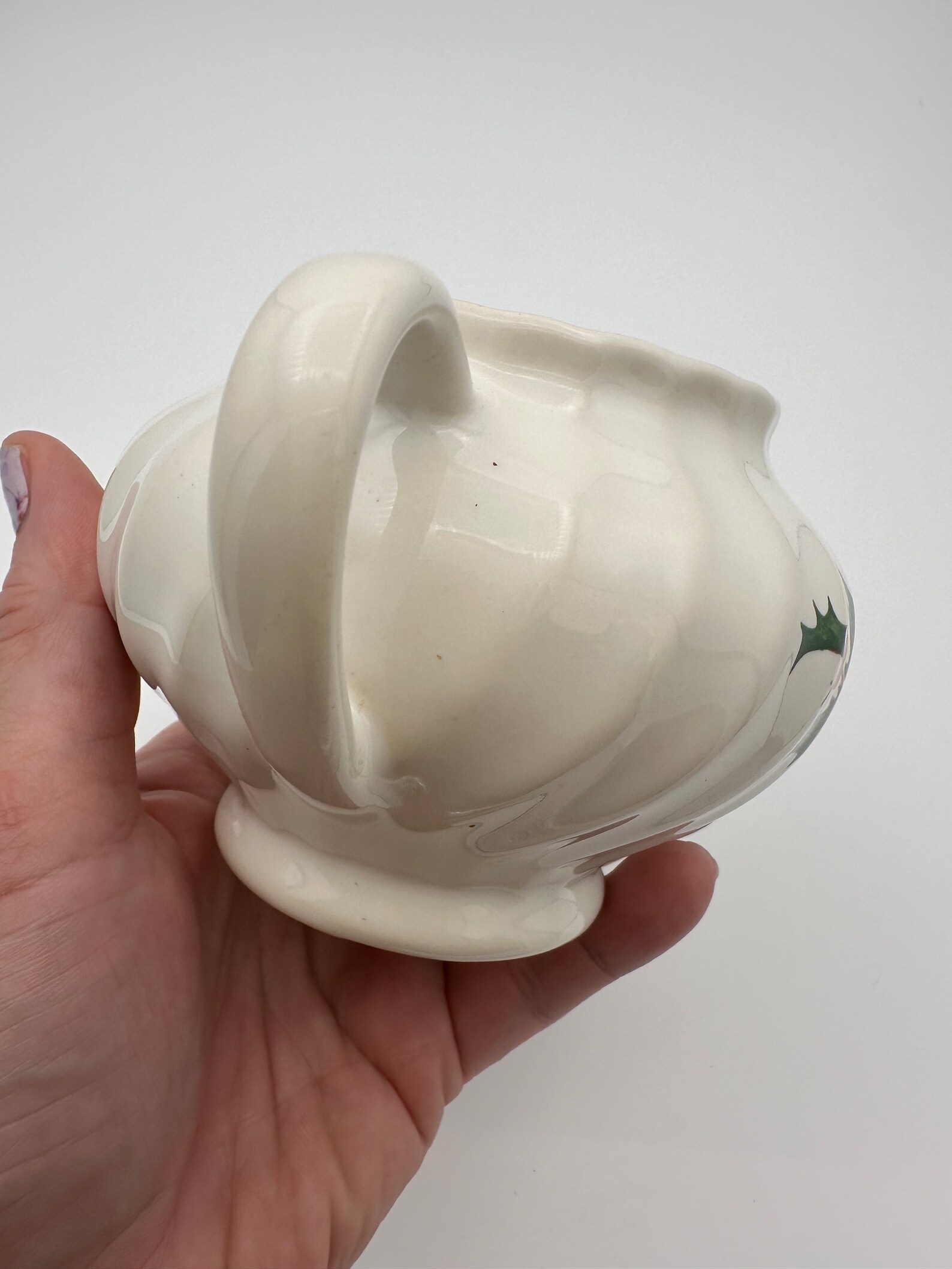 Scio Pottery Holly Pattern Sugar Bowl Without Lid 4, MCM Christmas ...