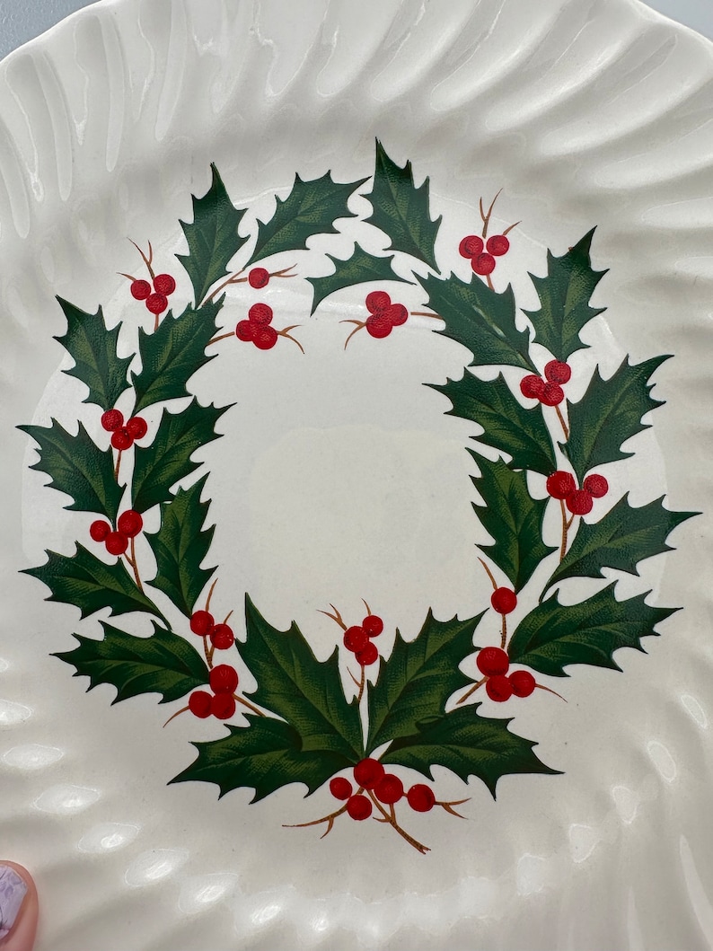 Scio Pottery Holly Pattern Dinner Plate 10 1/8”, MCM Holly With Berries ...