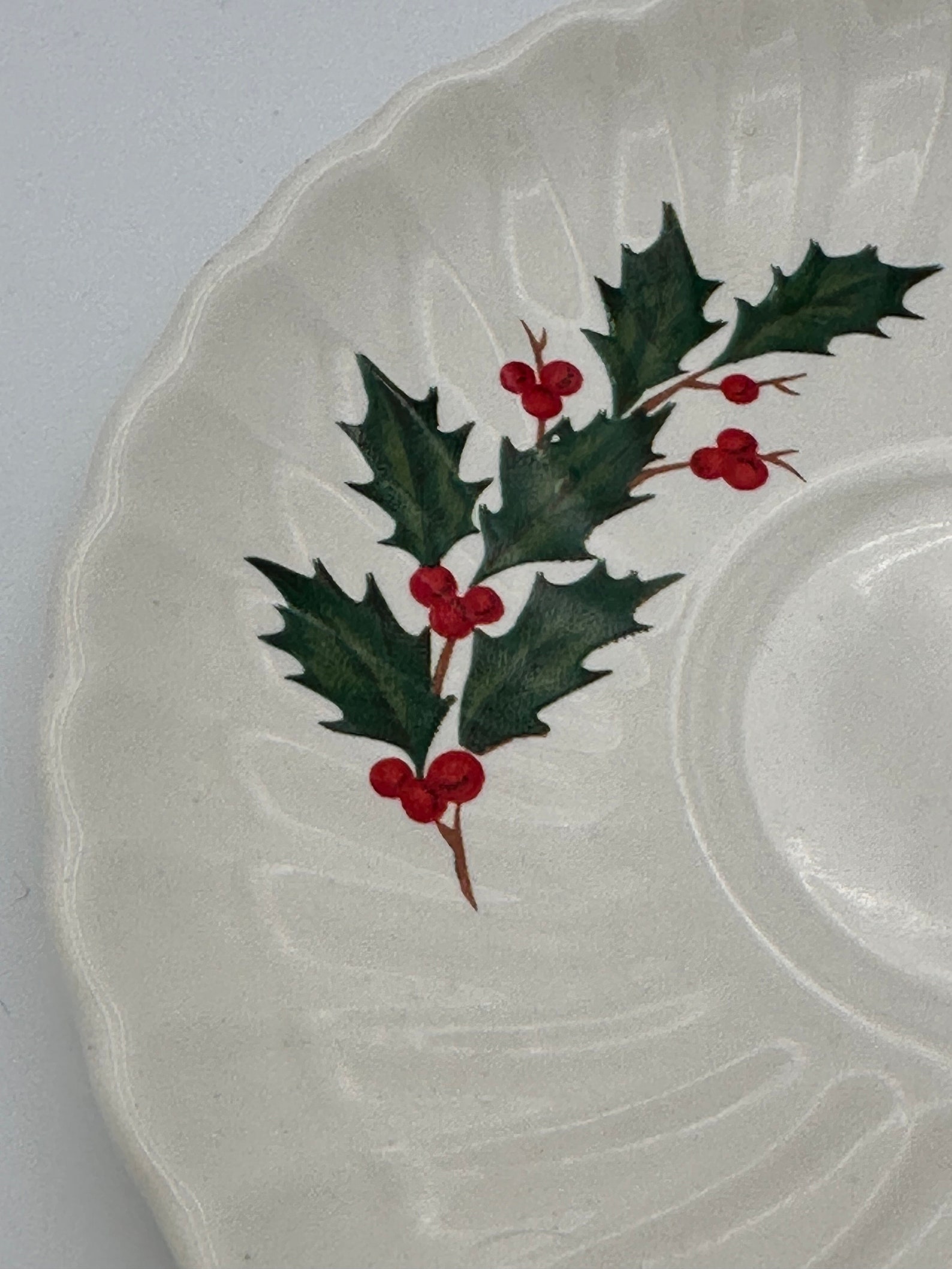 Scio Pottery Holly Pattern Saucer 6”, MCM Christmas China Holly With ...