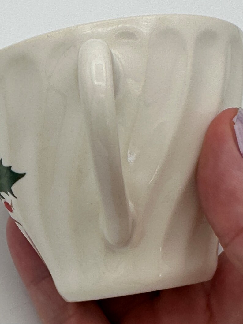 Scio Pottery Holly Pattern Flat Cup, Teacup 2 3/4, MCM Christmas China ...