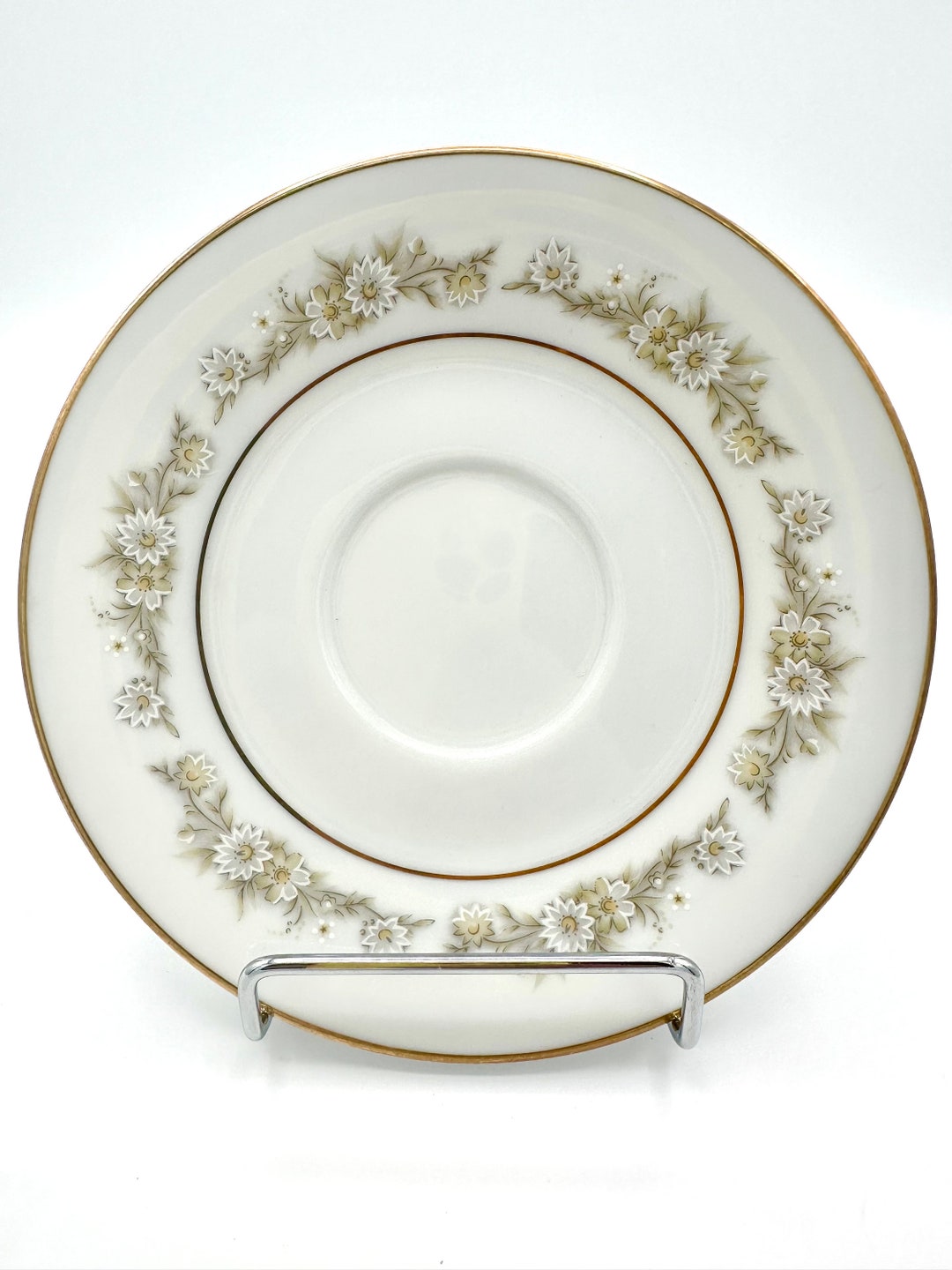 Noritake Woodlane 2223 Pattern Saucer 6”, MCM, Green Leaves White ...