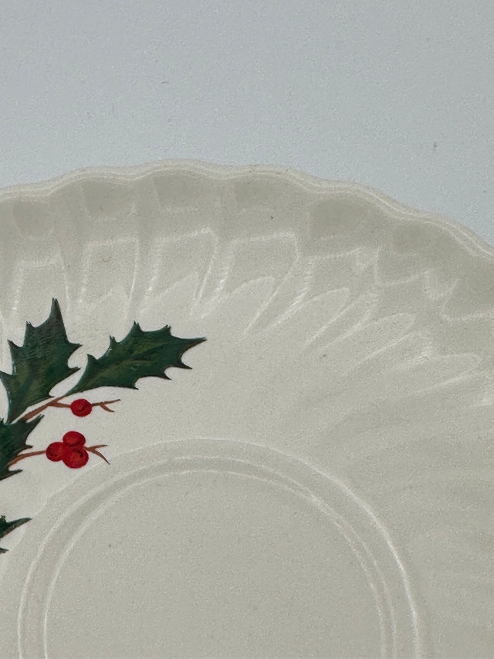 Scio Pottery Holly Pattern Saucer 6”, MCM Christmas China Holly With ...