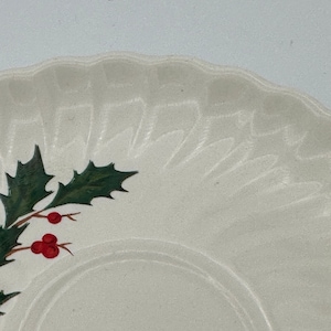 Scio Pottery Holly Pattern Saucer 6”, MCM Christmas China Holly With ...