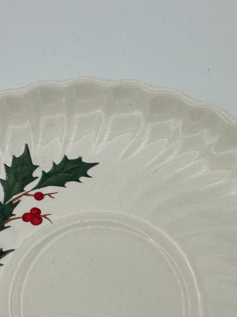 Scio Pottery Holly Pattern Saucer 6”, MCM Christmas China Holly With ...
