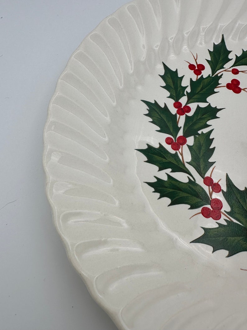 Scio Pottery Holly Pattern Dinner Plate 10 1/8”, MCM Holly With Berries ...