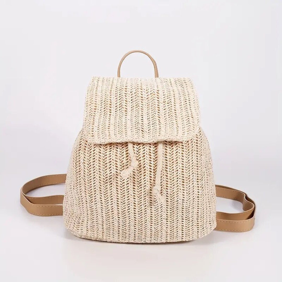 Mini Straw Backpack for Women, for Summer Beach Trips, School, and ...