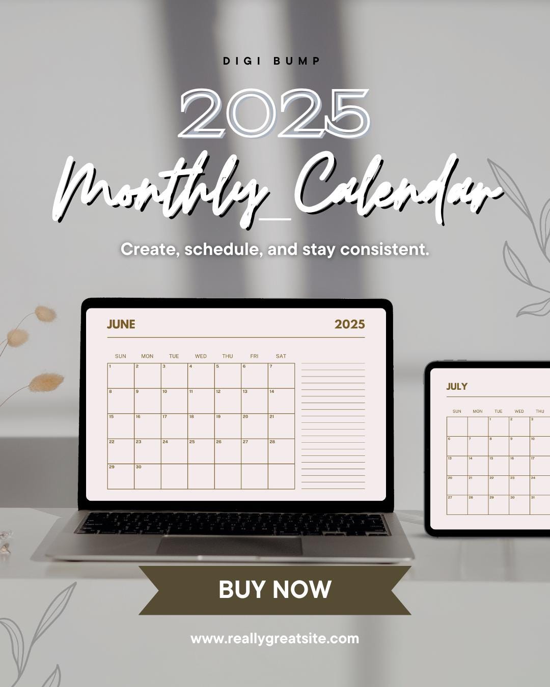 2025 Digital Monthly | Calendar | Monthly Planner | Minimalist Calendar ...