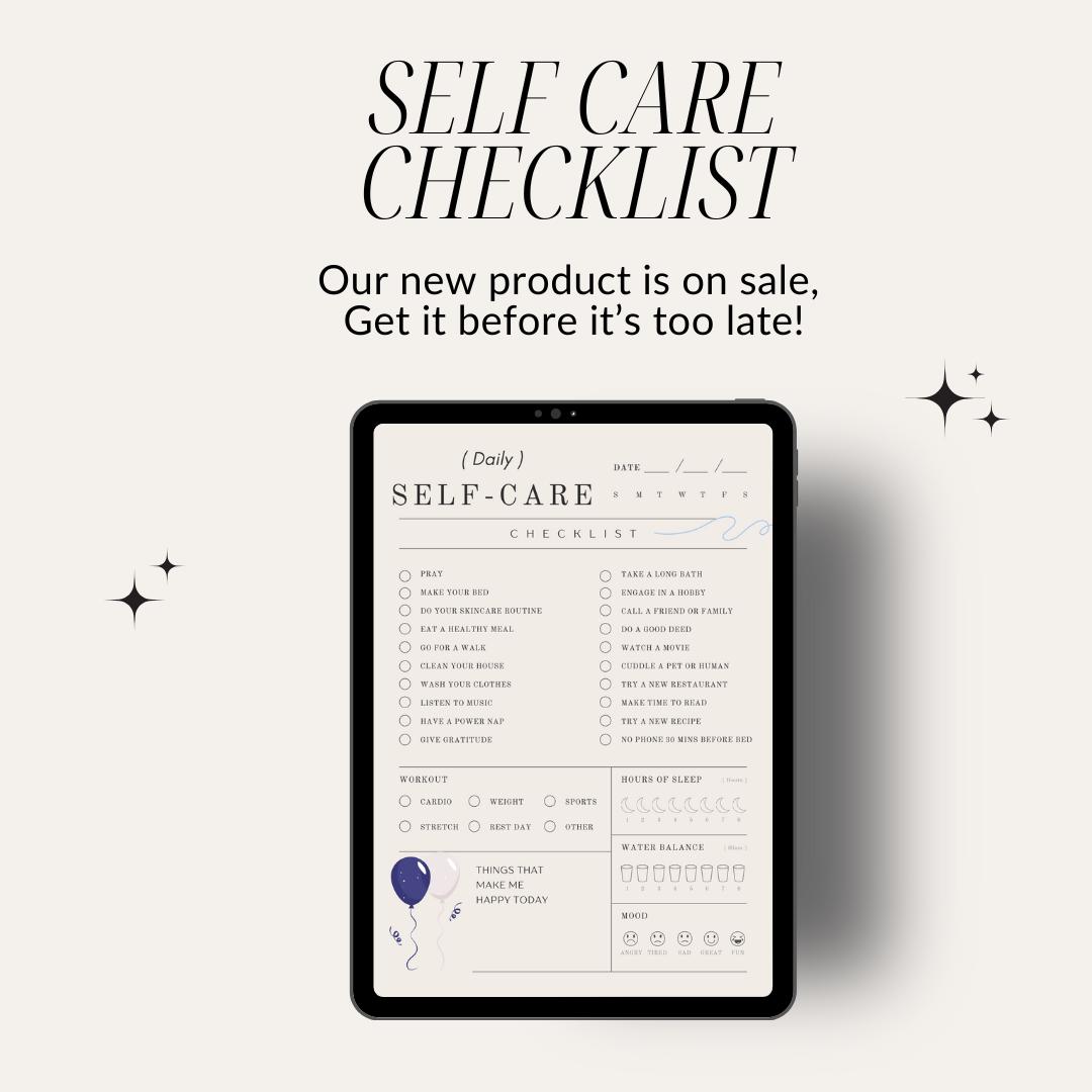 Daily Self Care Checklist, Self-care Plan, Daily Wellbeing Tracker - Etsy