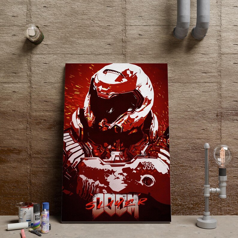 Doom Eternal Poster, Doom Slayer Wall Art, Premium Canvas Print, Room ...